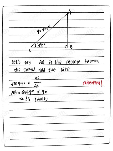 Solved Quinn Is Flying A Kite The Angle Of Elevation Formed By The