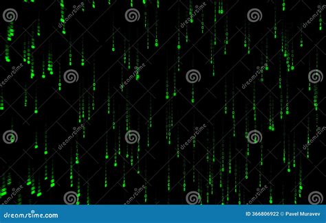 Matrix Style Background Green Falling Code On A Dark Abstract
