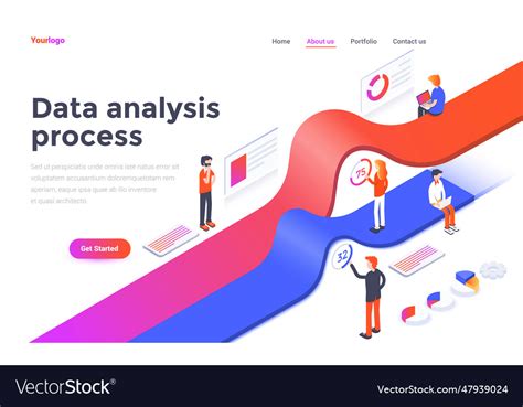 Flat Color Modern Isometric Concept Data Vector Image