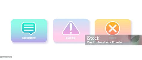 경고 정보 및 오류 팝업 메시지는 모바일 Ui 디자인입니다 웹 인터페이스에 대한 경고 알림 상자입니다 최소 스타일의 벡터 템플릿 그래픽 사용자 인터페이스에 대한 스톡 벡터