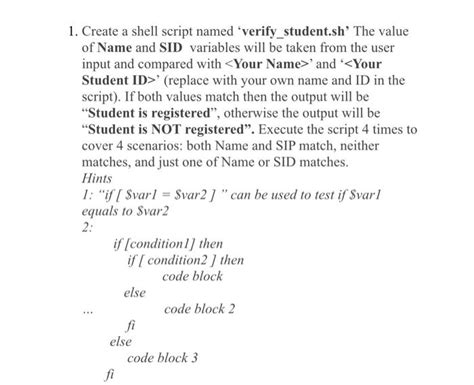 Solved 1 Create A Shell Script Named Verifystudentsh