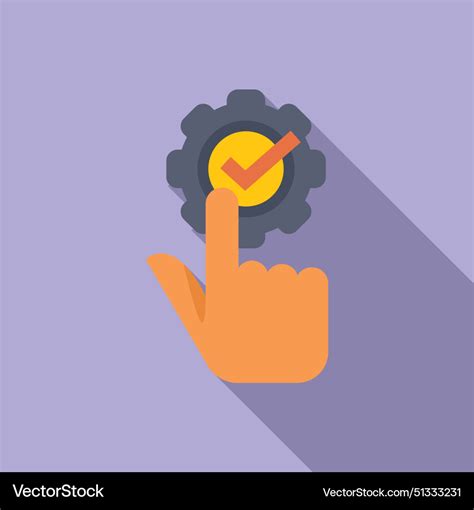 Hand Selecting Gear Icon With Check Mark Vector Image