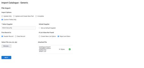 how to import custom fields to catalogue items simpro