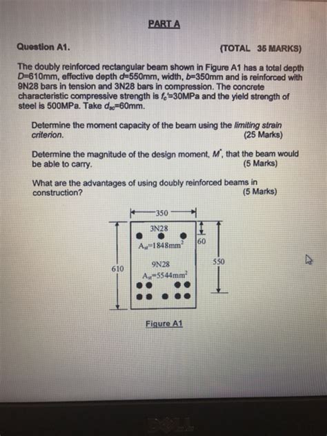 Solved The Doubly Reinforced Rectangular Beam Shown In Chegg