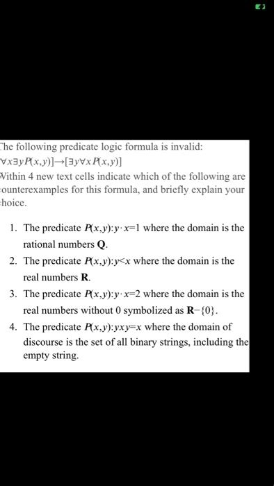Solved The Following Predicate Logic Formula Is Invalid