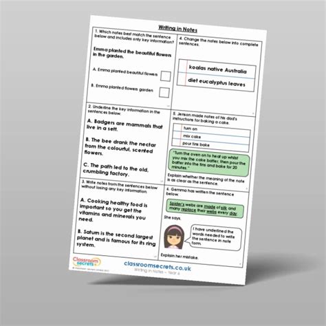 Year 6 Writing In Notes Mixed Activity Resource Classroom Secrets