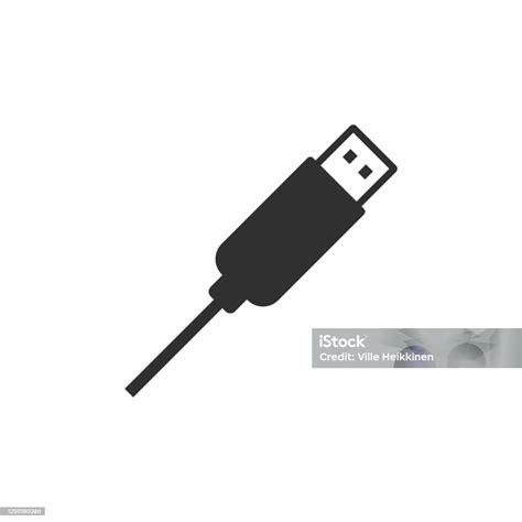Usb 플래시 드라이브 케이블 아이콘 기호 버튼입니다 커넥터 메모리 로고 사인입니다 벡터 일러스트 이미지입니다 흰색 배경에 격리 0명에 대한 스톡 벡터 아트 및 기타 이미지
