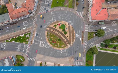 Birds Eye View Over A Roundabout In The City Stock Image Image Of Circle Cityscape 258726321