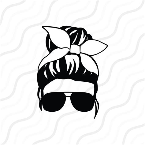 Messy Bun Svg Messy Hair Svg Messy Bun With Glasses Svg Cut Etsy Israel