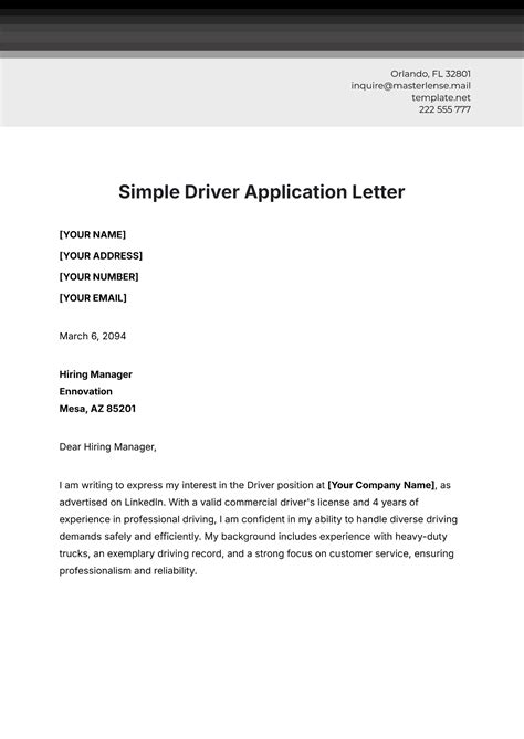 Simple Cover Letter Sle For Job Application In Word Format Free