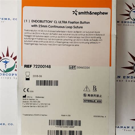 Smith And Nephew 72200148 Endobutton Cl Ultra Fixation Button With 25mm