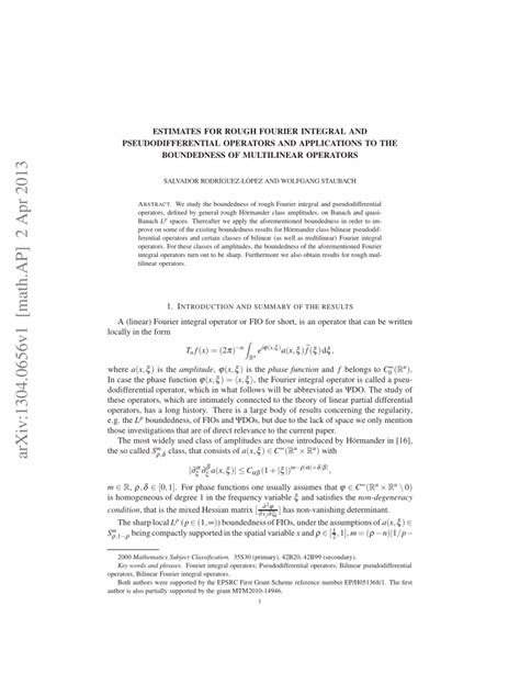 Pdf Estimates For Rough Fourier Integral And Pseudodifferential