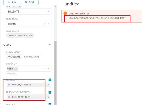 [table viz] unsupported operant type errors in percentage metrics · issue 15441 · apache