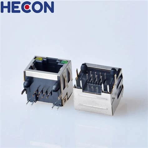 Rj45 Female Male Pcb Connector Straight Type Magnetic Modular Jack