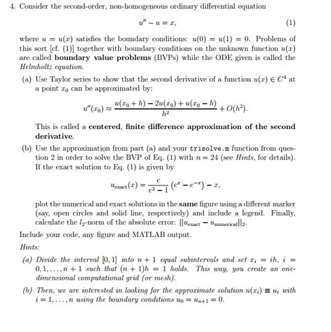 Solved 4 Consider The Second Order Non Homogeneous