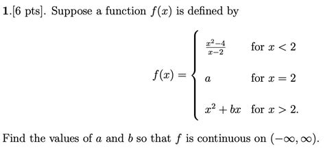 Solved 1 [6 Pts Suppose A Function F 1 Is Defined By