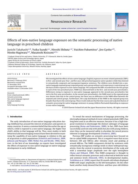 Pdf Effects Of Non Native Language Exposure On The Semantic