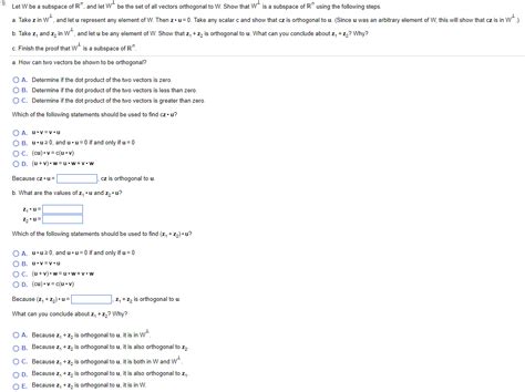 Solved Let W Be A Subspace Of Rn And Let W Be The Set Chegg