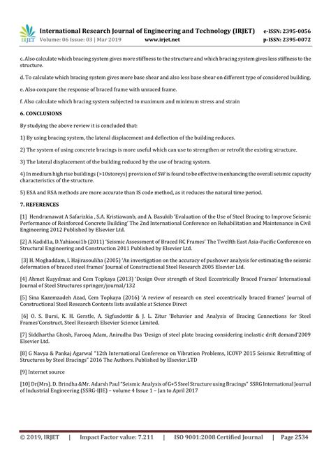 Irjet Review On Seismic Analyses Of Rc Frame Structure By Using Bracing System Pdf