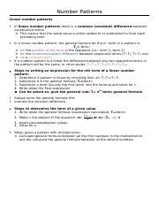 Understanding Linear Number Patterns Formulas Terms And Steps Course Hero