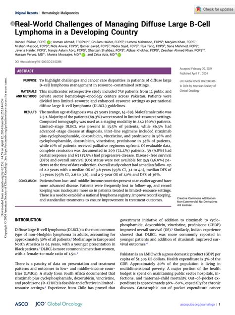 Pdf Real World Challenges Of Managing Diffuse Large B Cell Lymphoma