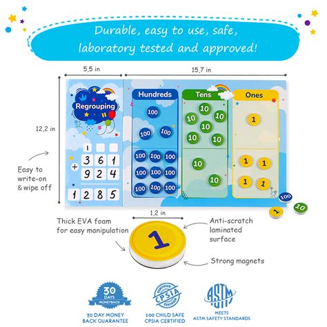 Magnetic Place Value Mat And Regrouping Kit 70 Pcs For Math Simply Magic