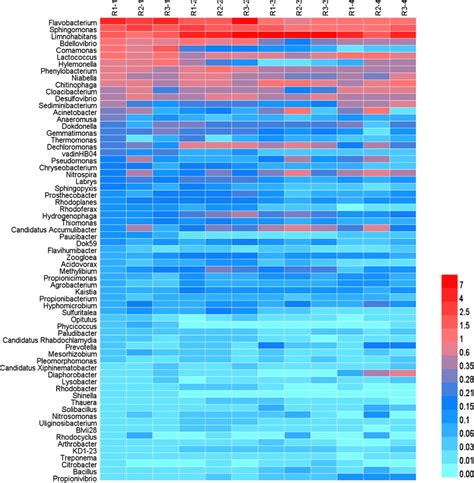 Heatmap Analysis Of The 66 Dominant Bacterial Genera In The 12