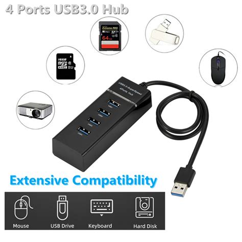 Yigetohde 4 Ports High Speed Hub High Speed 4 Port Usb 3 0 Multi Hub Splitter Expansion For Pc
