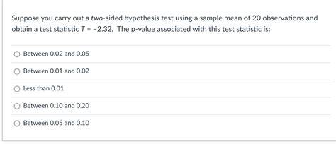 Solved Suppose You Carry Out A Two Sided Hypothesis Test