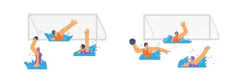 수구 경기 대회 선수들은 고립된 플랫 벡터 일러스트레이션을 선보인다 수구에 대한 스톡 벡터 아트 및 기타 이미지 수구 Championship 검은색 Istock