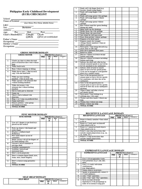 Ecd Checklist 2023 Pdf Linguistics