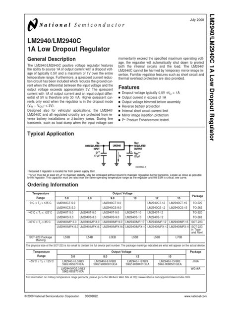 Lm2940 Pdf Power Supply Electrical Engineering