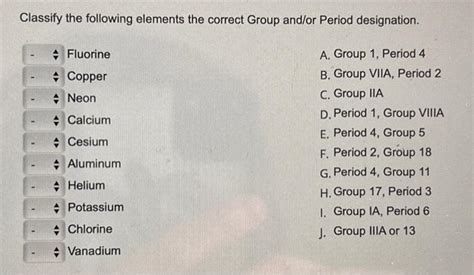 Solved Classify The Following Elements The Correct Group Chegg Com