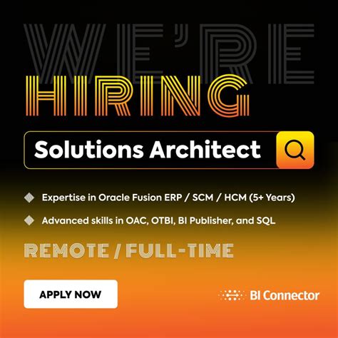 Hiring Solutionsarchitect Oraclefusion Erp Hcm Scm Biconnector… Guidanz Inc
