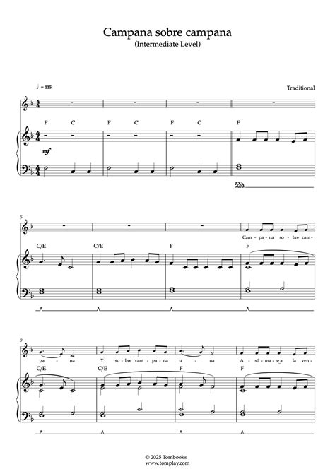 Campana Sobre Campana Intermediate Level Solo Piano Traditional