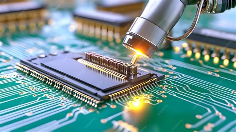 Robotic Arm Precisely Placing Components On Circuit Board In Clean
