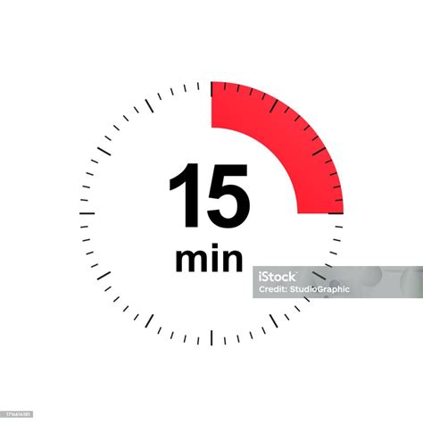 스톱워치 15 분 타이머 시계 아이콘입니다 카운트 다운 타이머 준비 시간 화장품 또는 화학 물질 적용 시간 대기 시간과 같은 다양한 용도 벡터 그림 타이머에 대한 스톡 벡터
