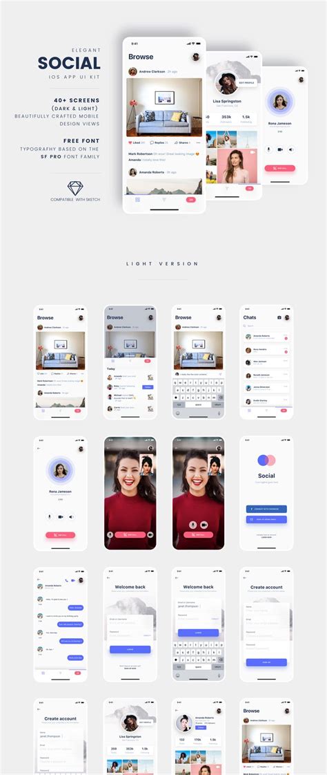 Social Ios App Ui Kit — Ui Kits On Ui8 Ios App Ui App Ui App