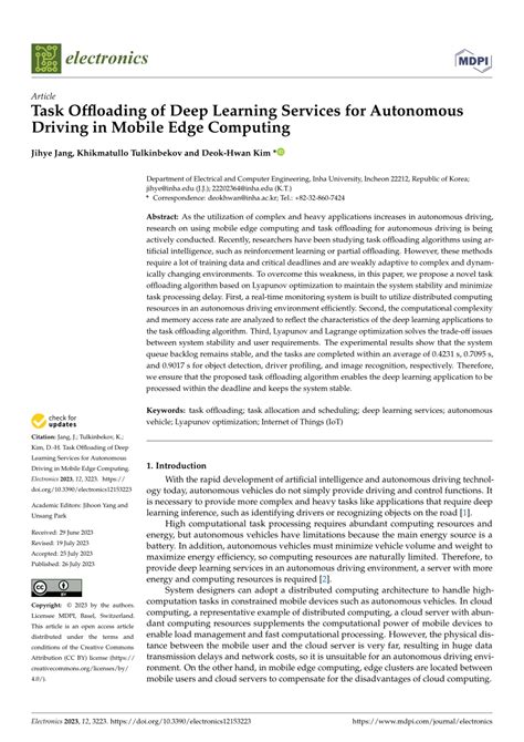 Pdf Task Offloading Of Deep Learning Services For Autonomous Driving In Mobile Edge Computing