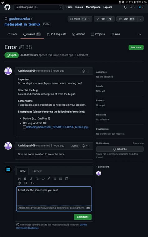 Error · Issue 138 · Gushmazukometasploitintermux · Github