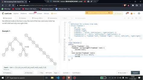 increasing order search tree leetcode 897 c youtube