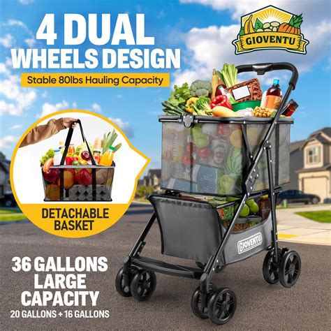 80lb Capacity Grocery Cart 80lb Folding Shopping Cart With Removable
