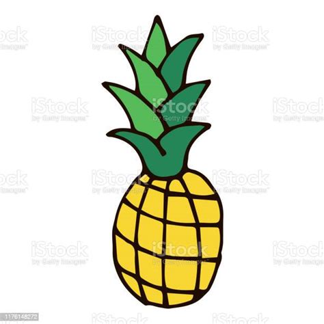 파인애플 흰색 배경에 고립 만화 파인애플입니다 벡터 그림입니다 0명에 대한 스톡 벡터 아트 및 기타 이미지 0명 건강한