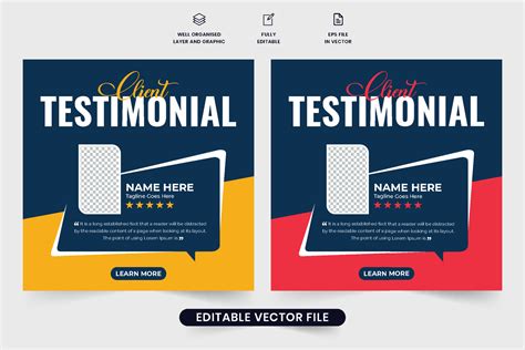 Modern Client Testimonial Layout Vector With Yellow And Red Colors On