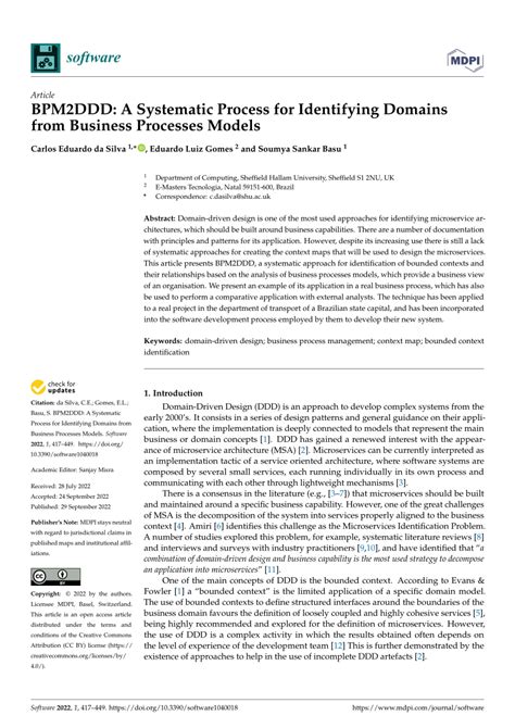 Pdf Bpm2ddd A Systematic Process For Identifying Domains From