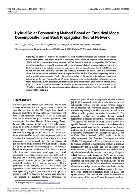 Pdf Hybrid Solar Forecasting Method Based On Empirical Mode