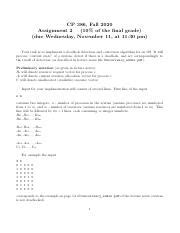 A2 CP386 F2020 Pdf CP 386 Fall 2020 Assignment 2 10 Of The Final Grade Due Wednesday November