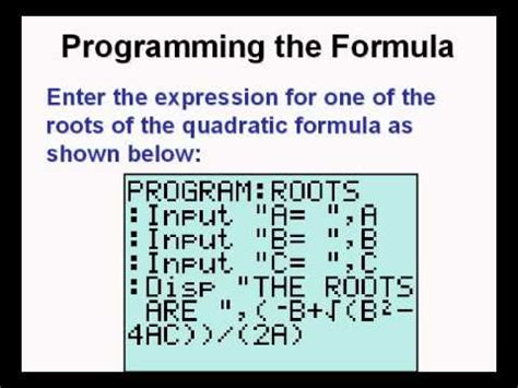 How To Program Your Ti To Do Quadratic Formula