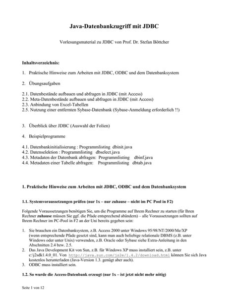 Java Datenbankzugriff Mit Jdbc