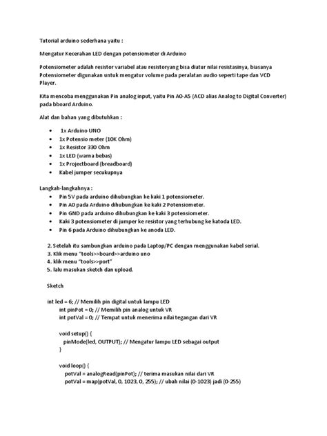 Mengatur Kecerahan Led Dengan Potensiometer Pdf